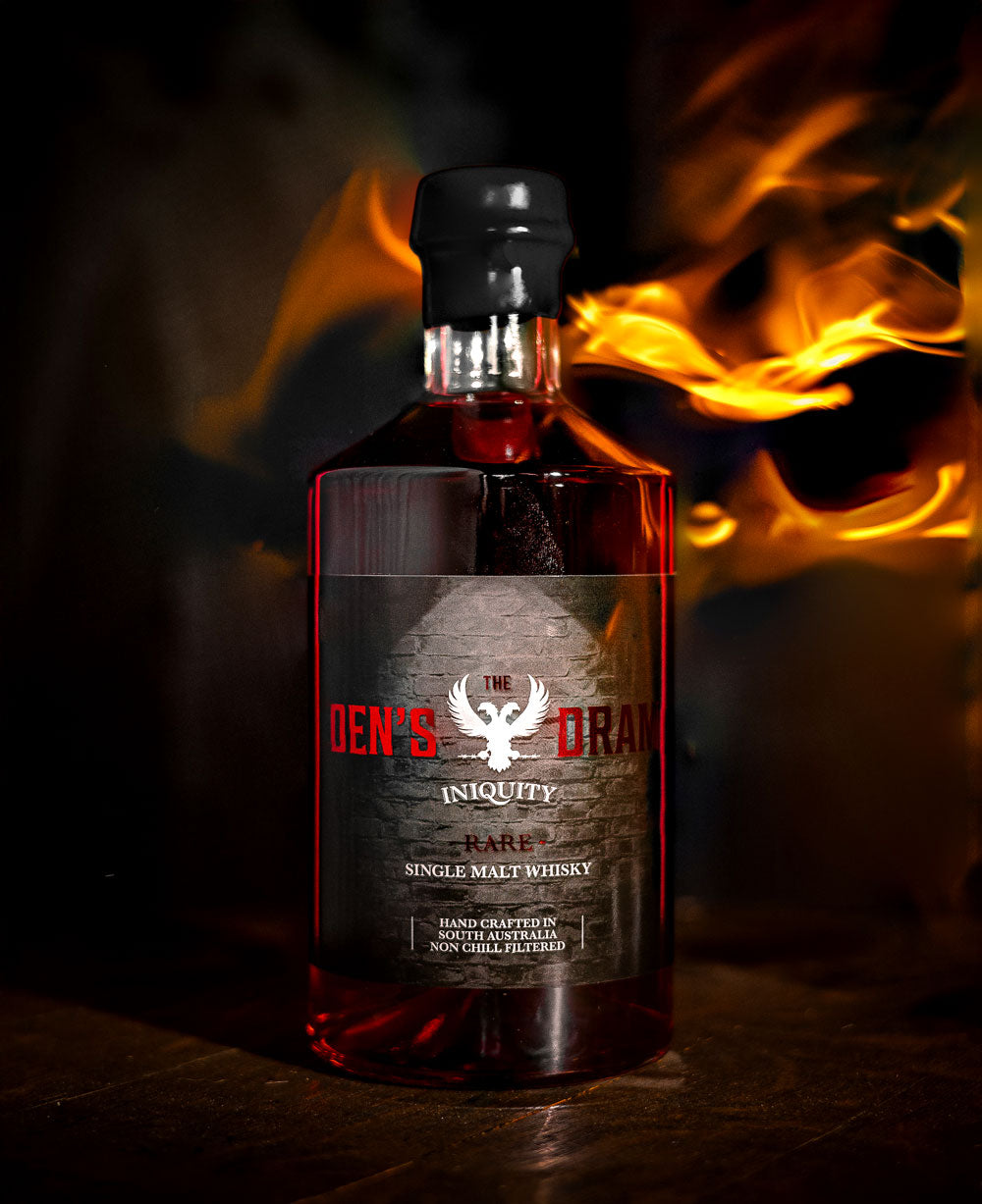 Iniquity Den's Dram – Fire – Tin Shed Distilling Co.
