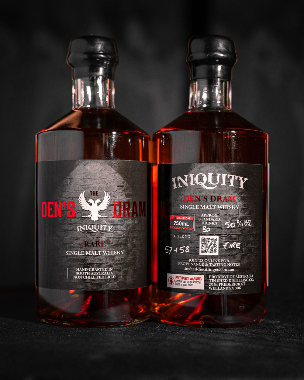 Iniquity Den's Dram – Fire – Tin Shed Distilling Co.